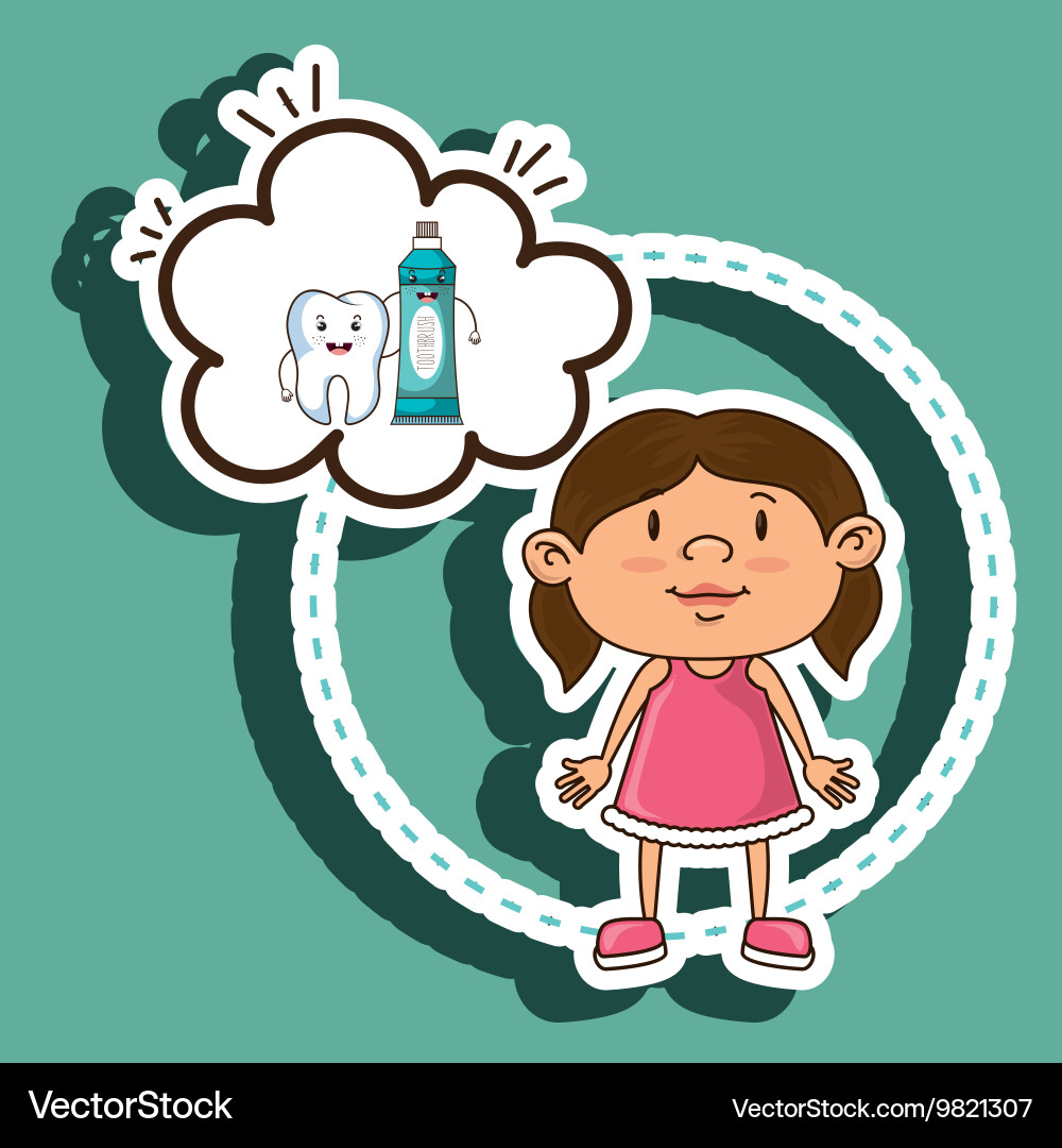 Girl with tooth isolated icon design Royalty Free Vector