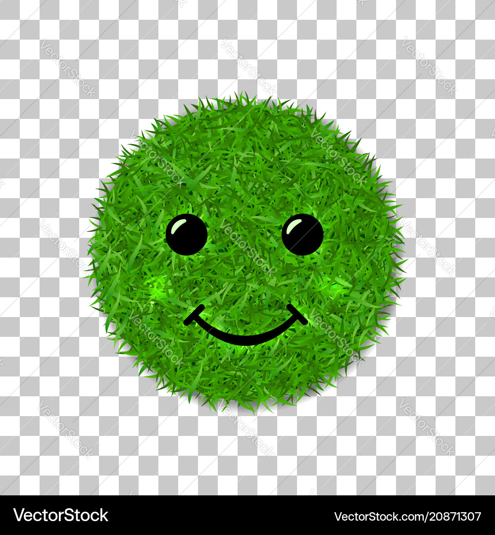 Green grass face smile smiley grassy icon Vector Image