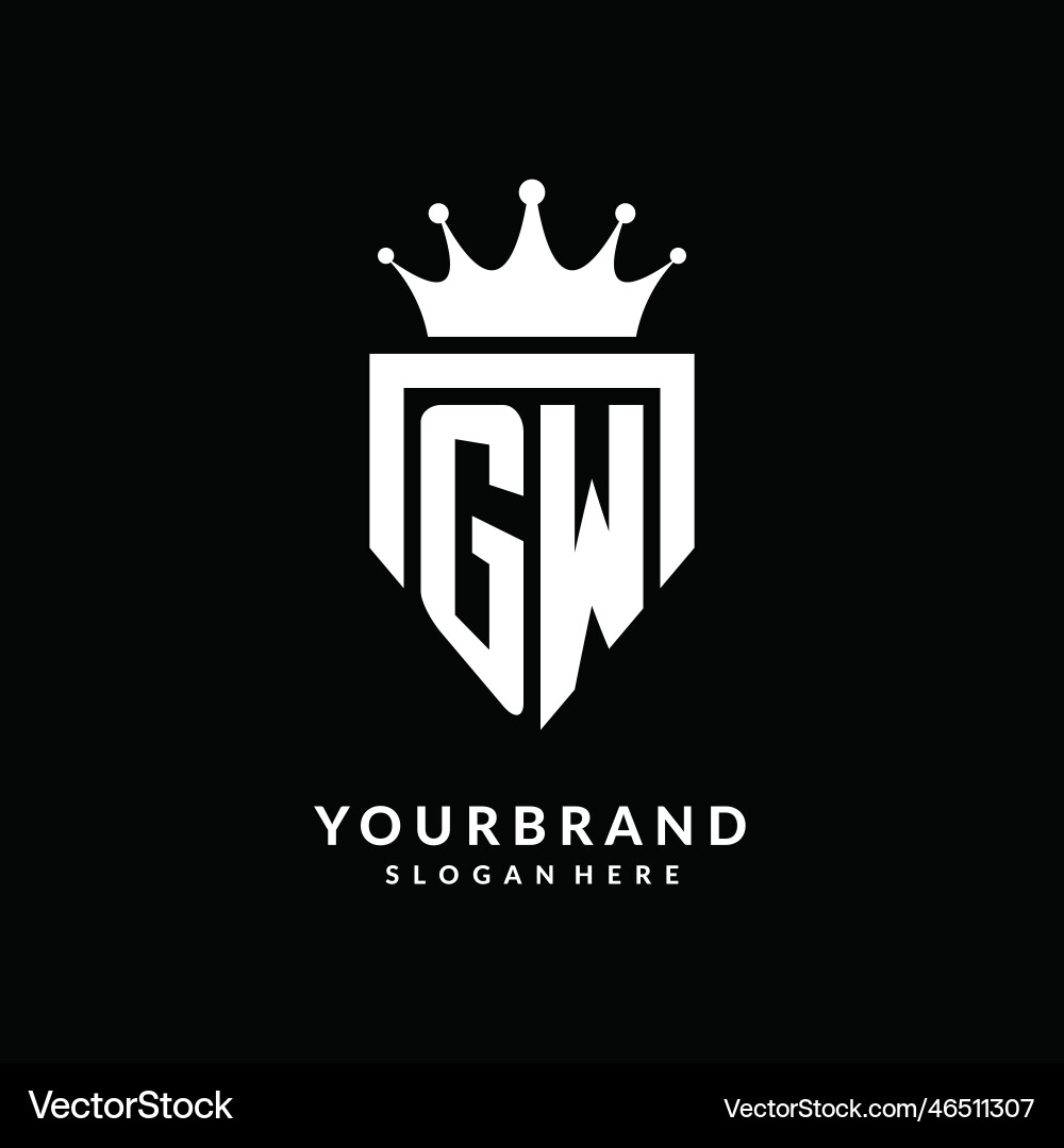 Letter gw logo monogram emblem style with crown Vector Image