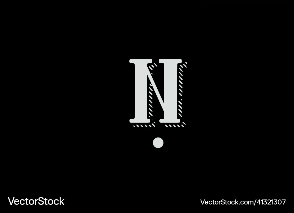 N black and white alphabet letter icon logo Vector Image