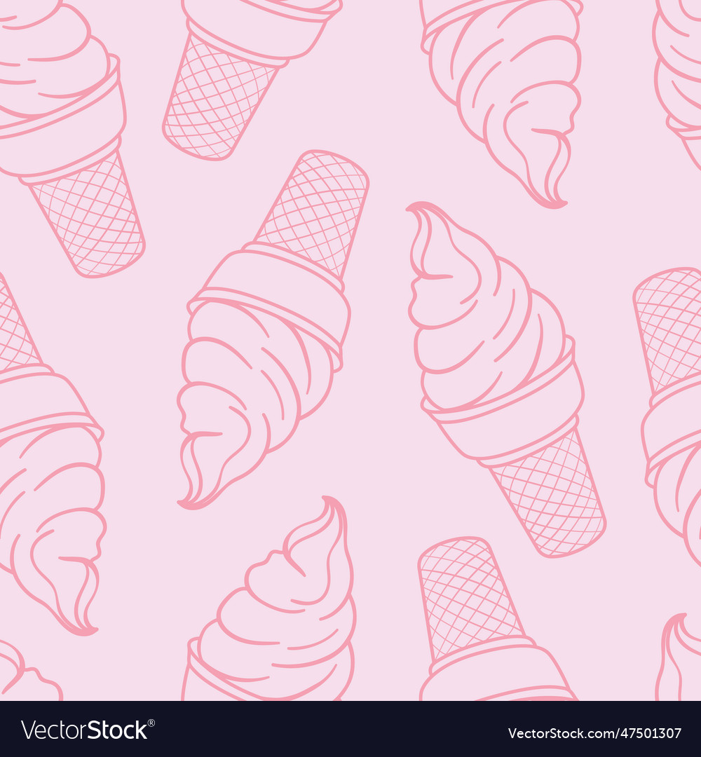Pink ice cream seamless repeat pattern background Vector Image