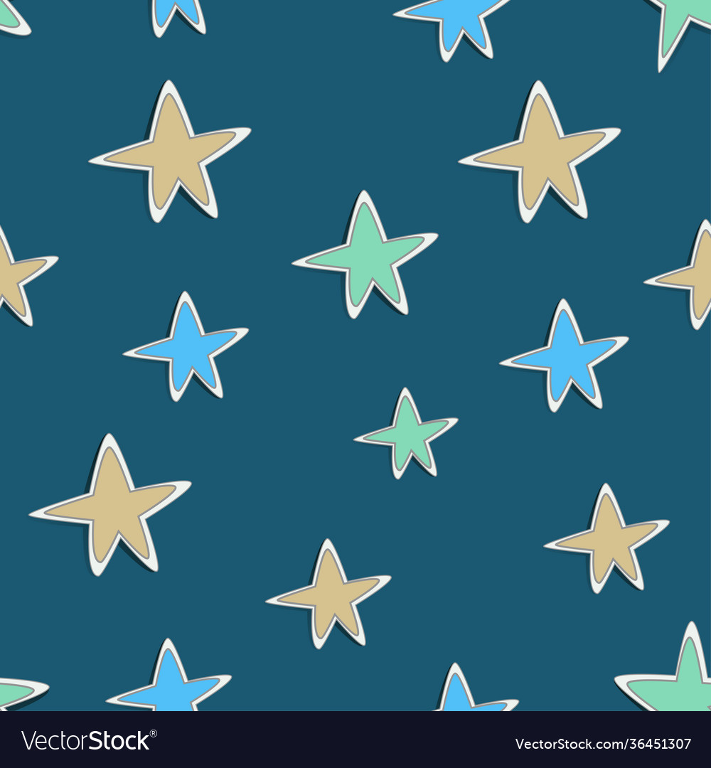 Seamless pattern with random stars in dark sky Vector Image