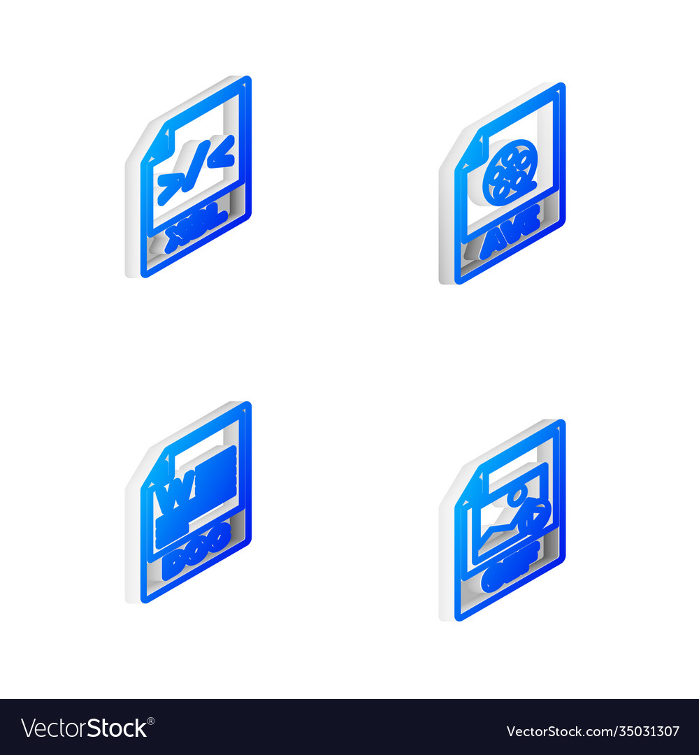 Set isometric line avi file document xsl doc Vector Image Set isometric line avi file document xsl doc Vector Image