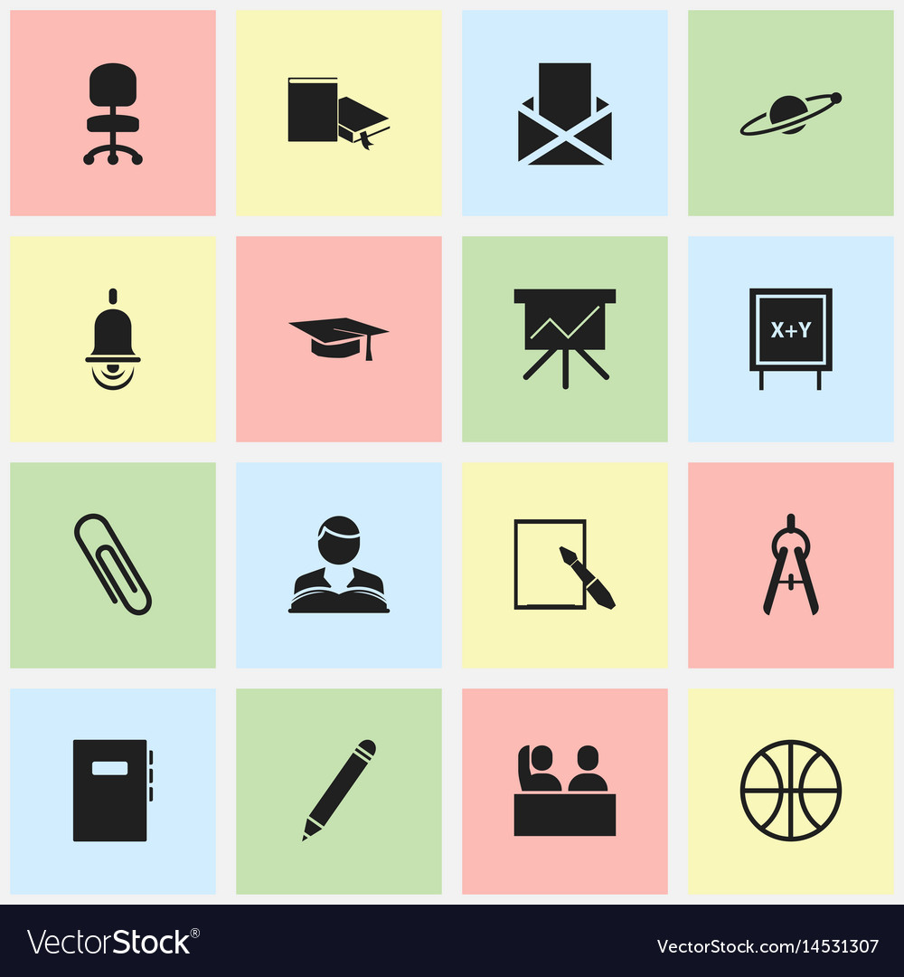 Set of 16 editable education icons includes Vector Image
