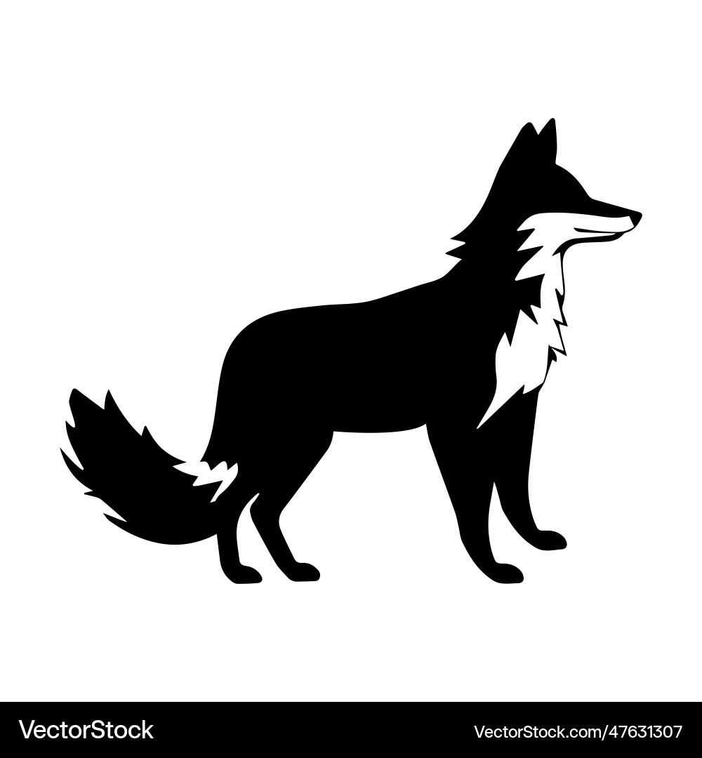 Silhouette of a fox in black Royalty Free Vector Image