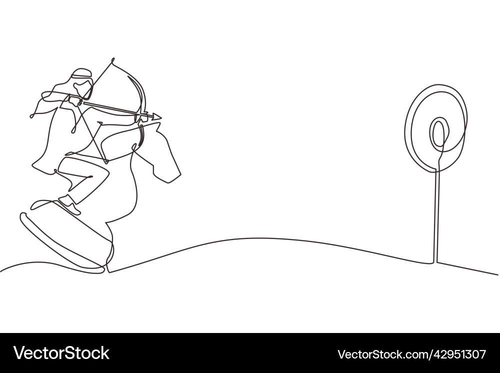 Single one line drawing arabian businessman Vector Image