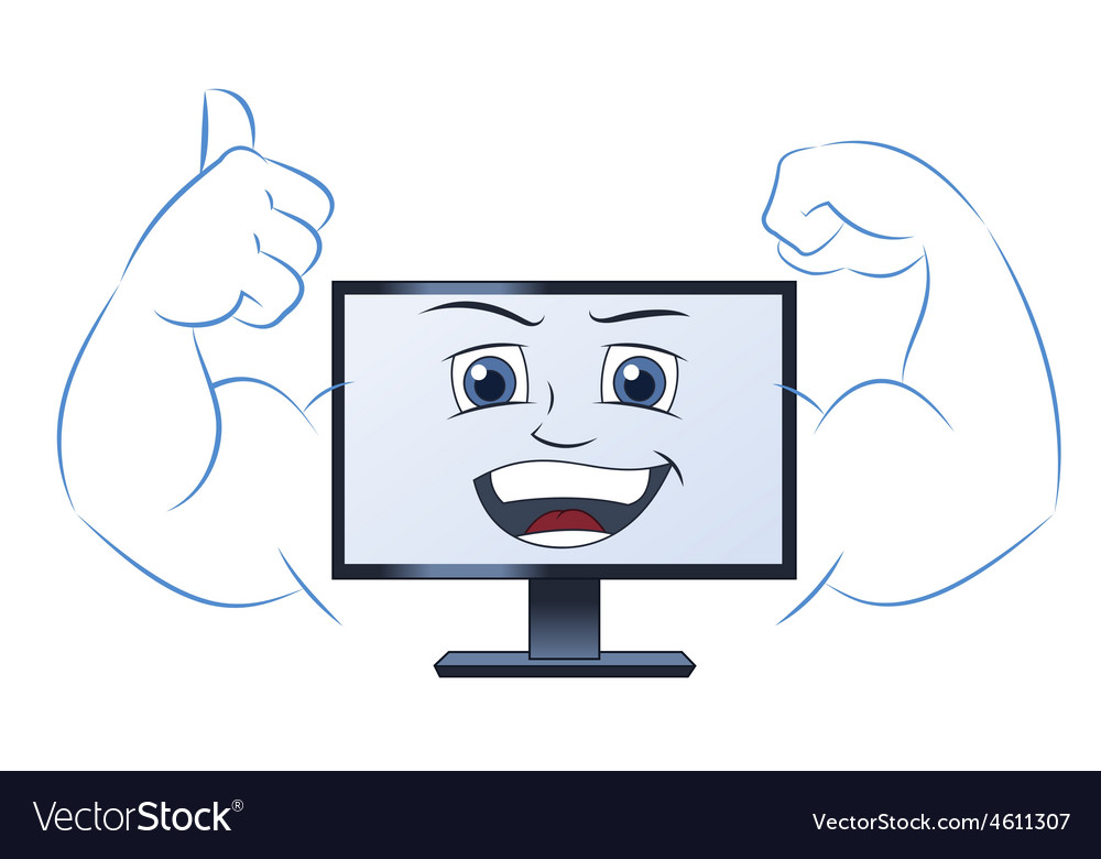 Smiling powerful computer 2 Royalty Free Vector Image