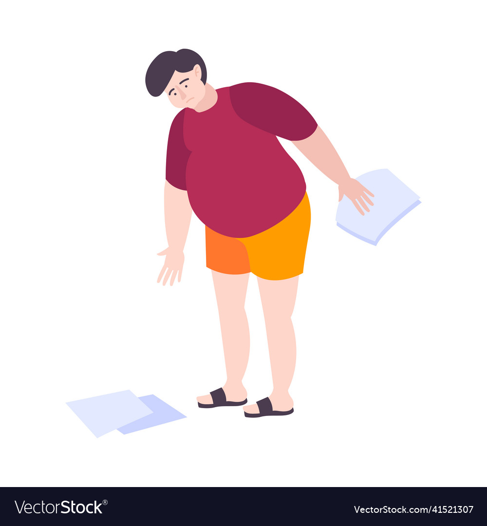 Stoop fat man composition Royalty Free Vector Image