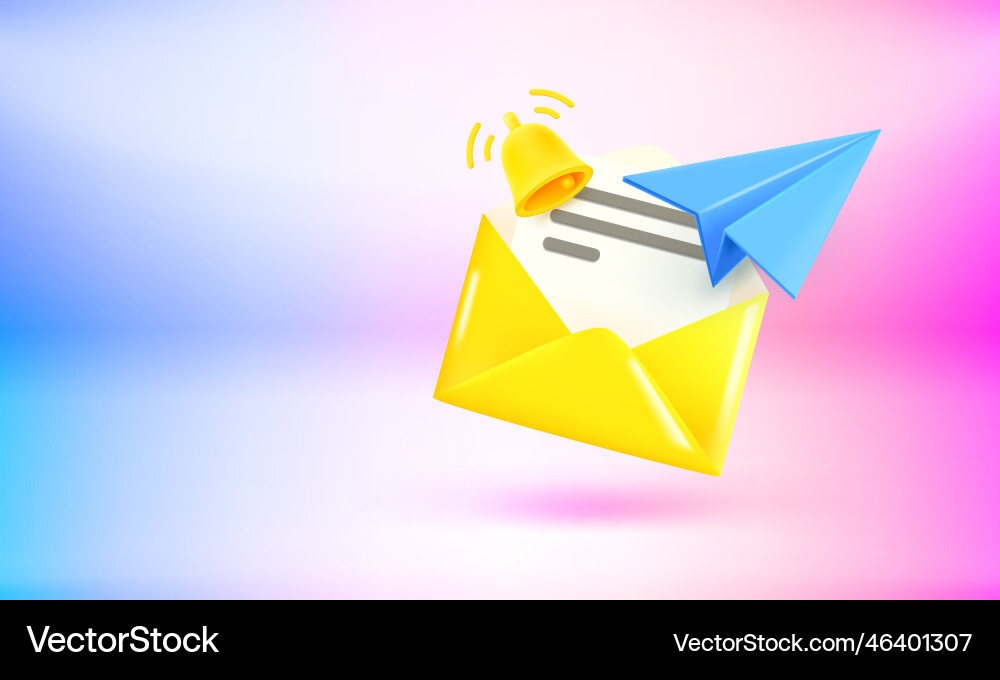 Yellow envolope and blue plane sending Royalty Free Vector