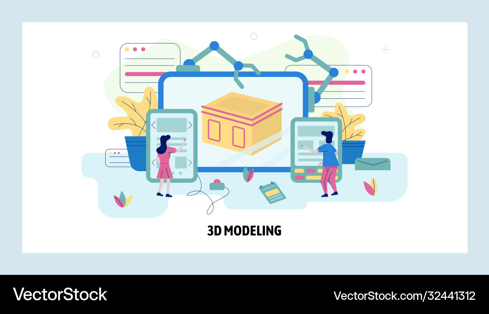3d modeling printing and industrial manufacturing Vector Image
