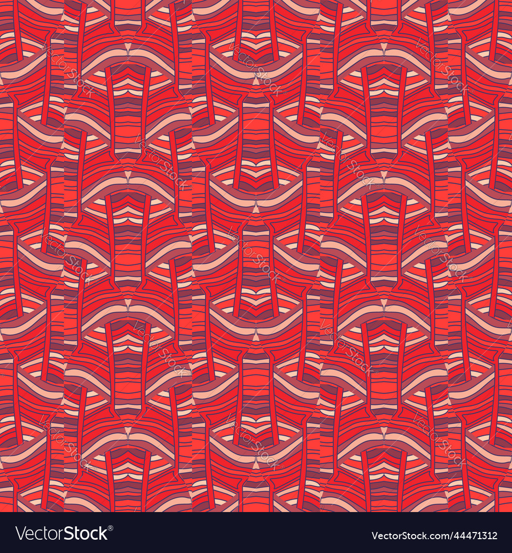 Abstract Linear Seamless Pattern Outline Waves Vector Image