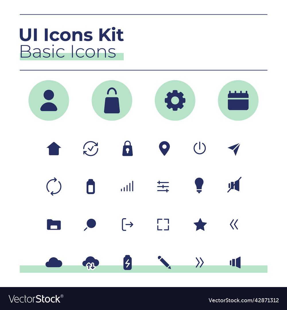 Basic ui icons kit Royalty Free Vector Image - VectorStock