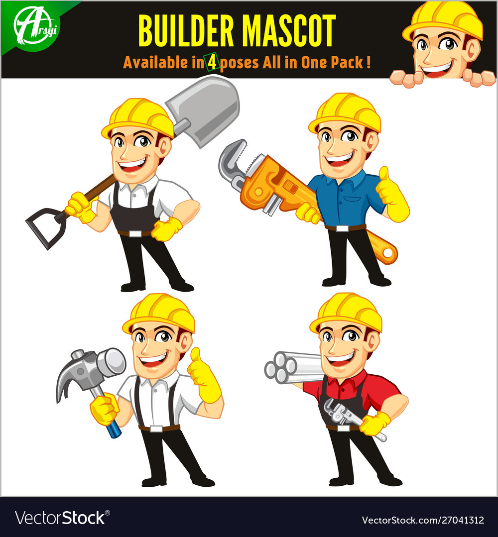 Builder mascot Royalty Free Vector Image - VectorStock