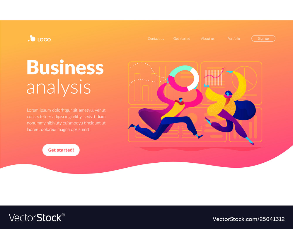 Business intelligence landing page template Vector Image