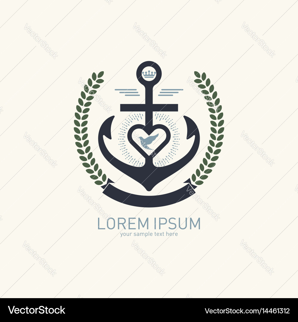 Christian logo with biblical symbols Royalty Free Vector