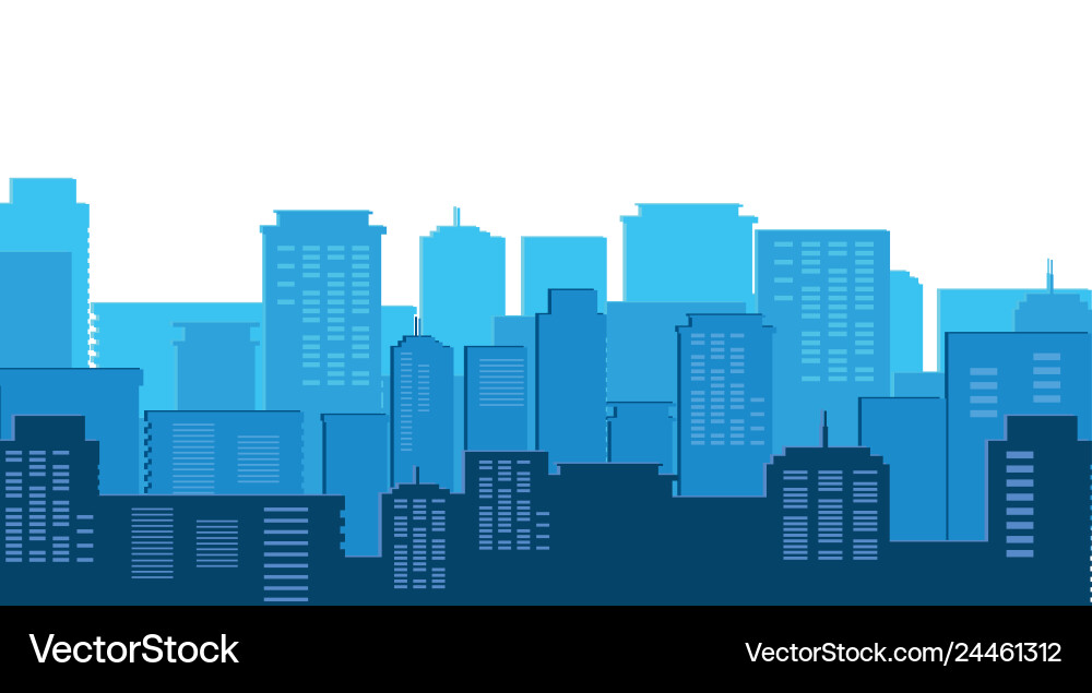 Cityscape buildings day scene Royalty Free Vector Image