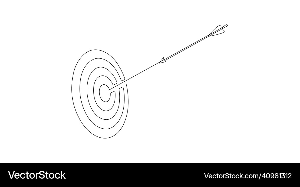Continuous one line drawing of target with arrow Vector Image