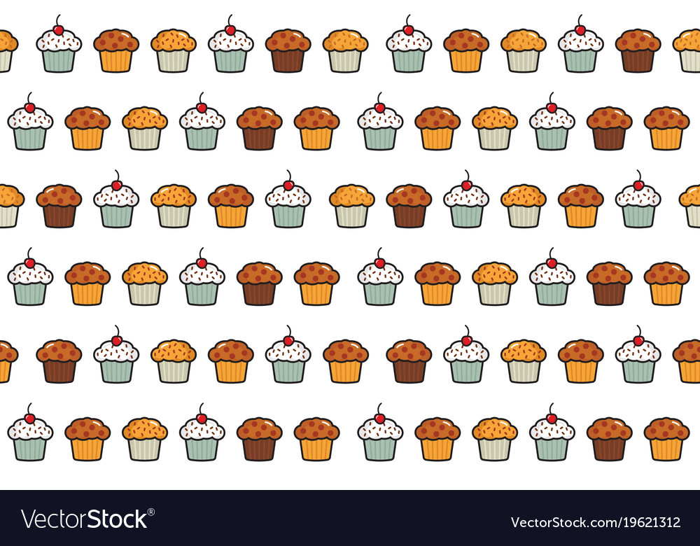 Cupcake seamless pattern Royalty Free Vector Image