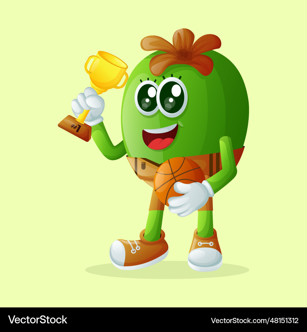 Cute feijoa characters playing basketball Vector Image