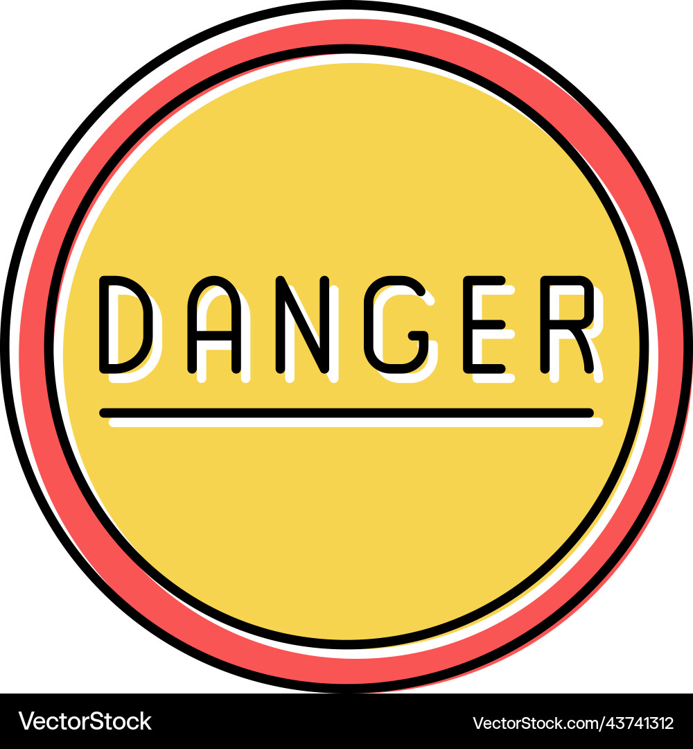 Danger road sign color icon Royalty Free Vector Image