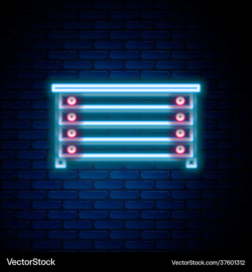 Glowing neon line chest drawers icon isolated Vector Image