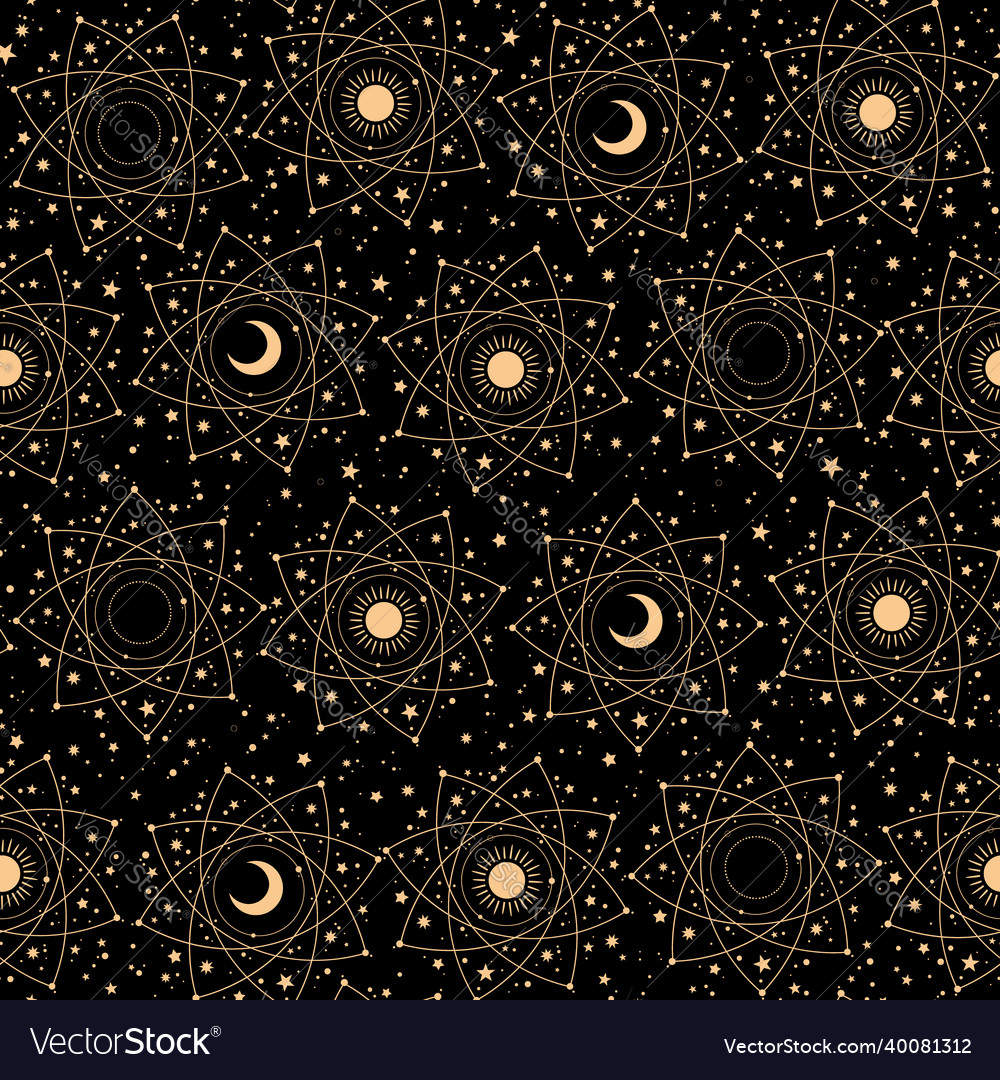 Golden astrological patterns seamless pattern Vector Image