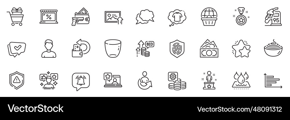 Icons pack as success armed robbery and headshot Vector Image