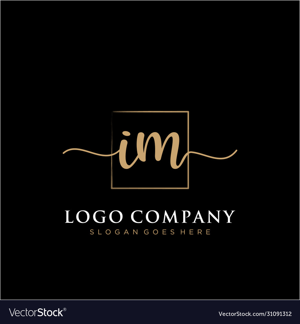 Im initial handwriting logo with rectangle Vector Image