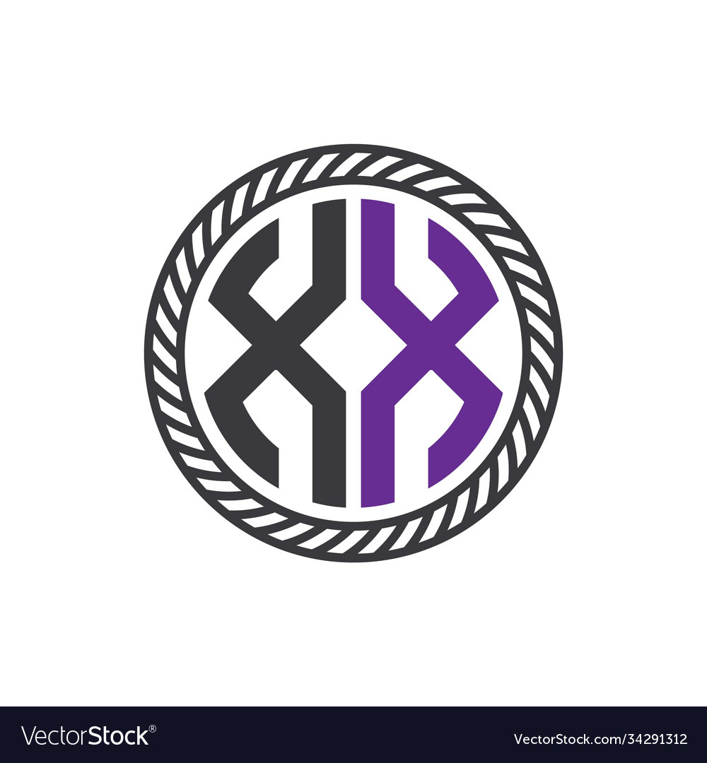 Initial letter xx circle shape monogram simple Vector Image