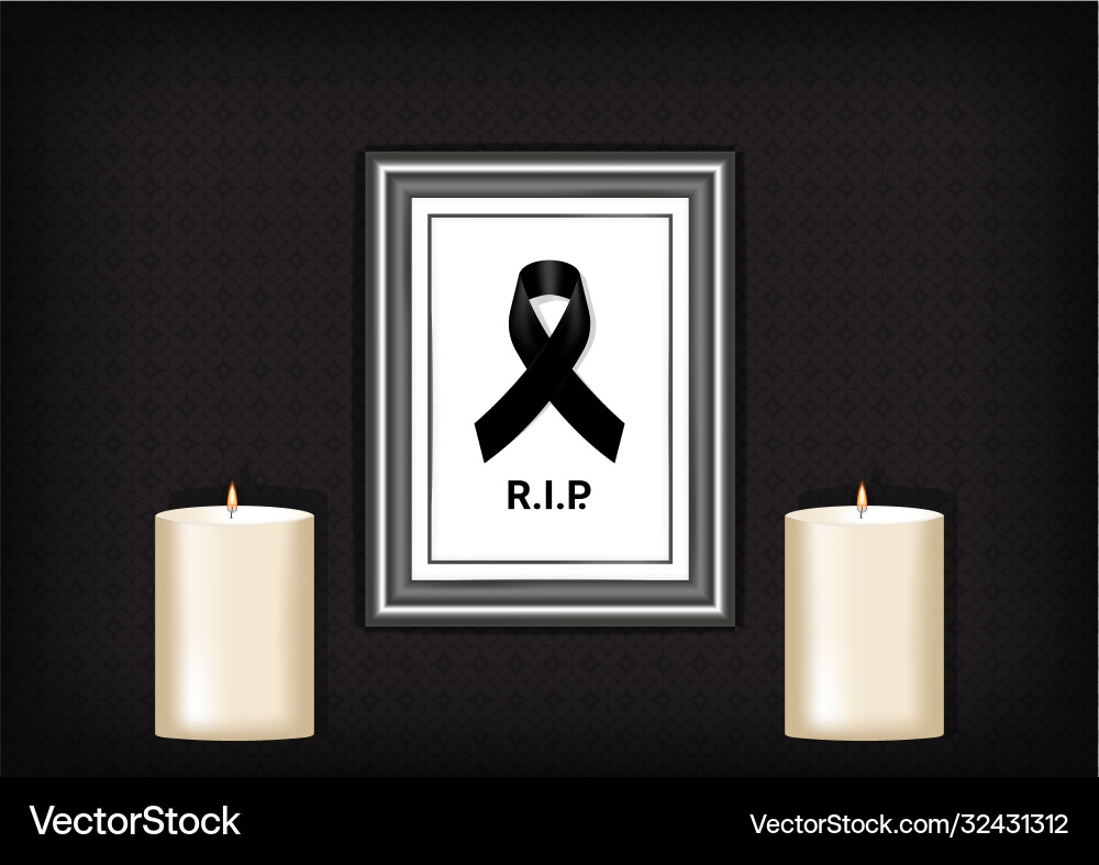 Mock up mourning symbol with black respect ribbon Vector Image