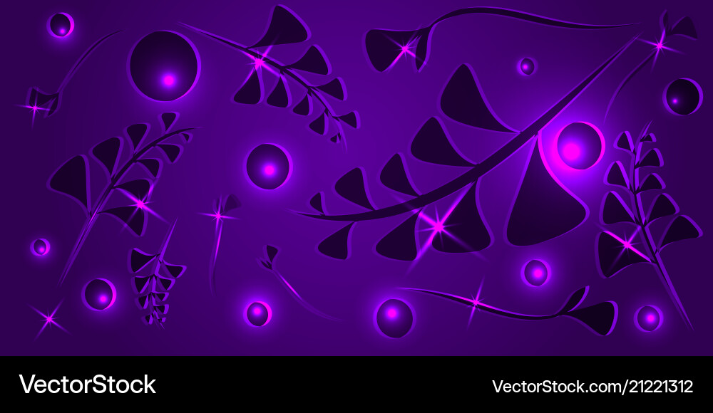 Pattern of purple plant elements on an eggplant Vector Image