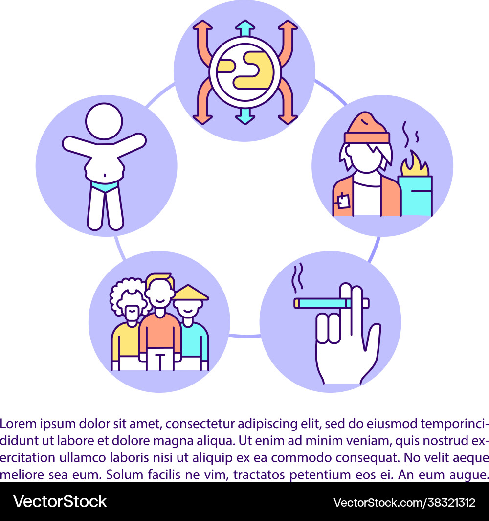 People at risk concept line icons with text Vector Image