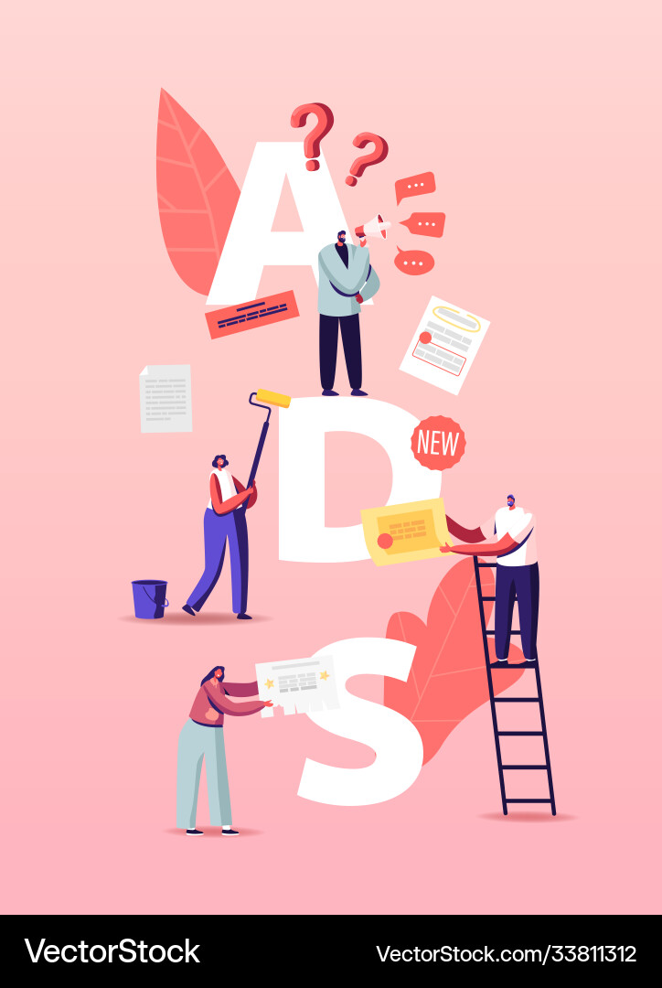 People giving and reading ads concept characters Vector Image