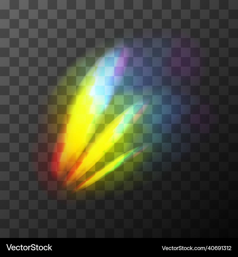 Rainbow light effect streak overlay of lens Vector Image