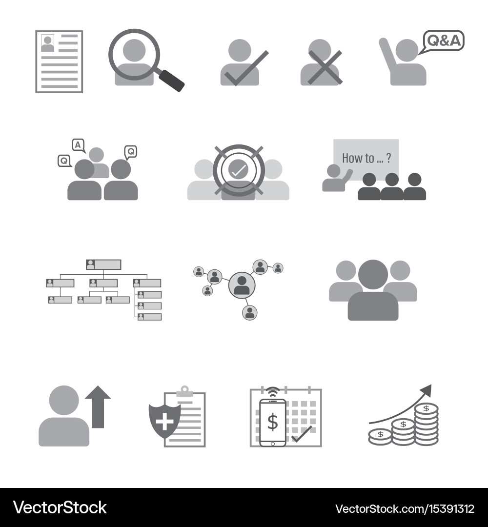 Set of human resource flat line icon Royalty Free Vector