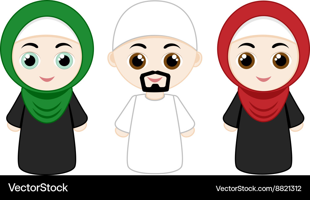 Set of muslim people Royalty Free Vector Image