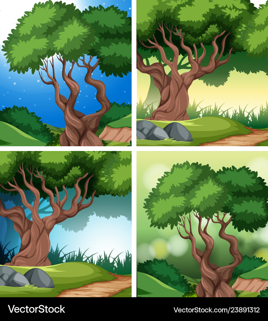 Set of tropical rainforest background Royalty Free Vector