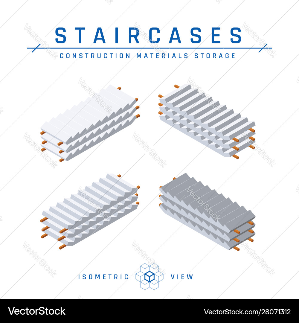 Staircases top view in isometric style Royalty Free Vector