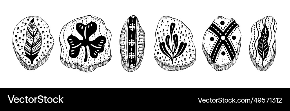 Stone amulets age cave pagan symbol abstract Vector Image