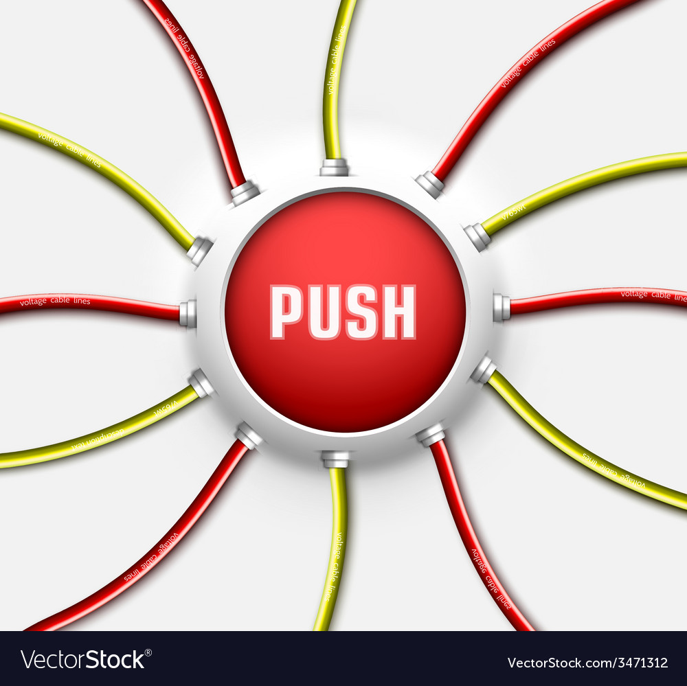 Technical button push with wire background Vector Image