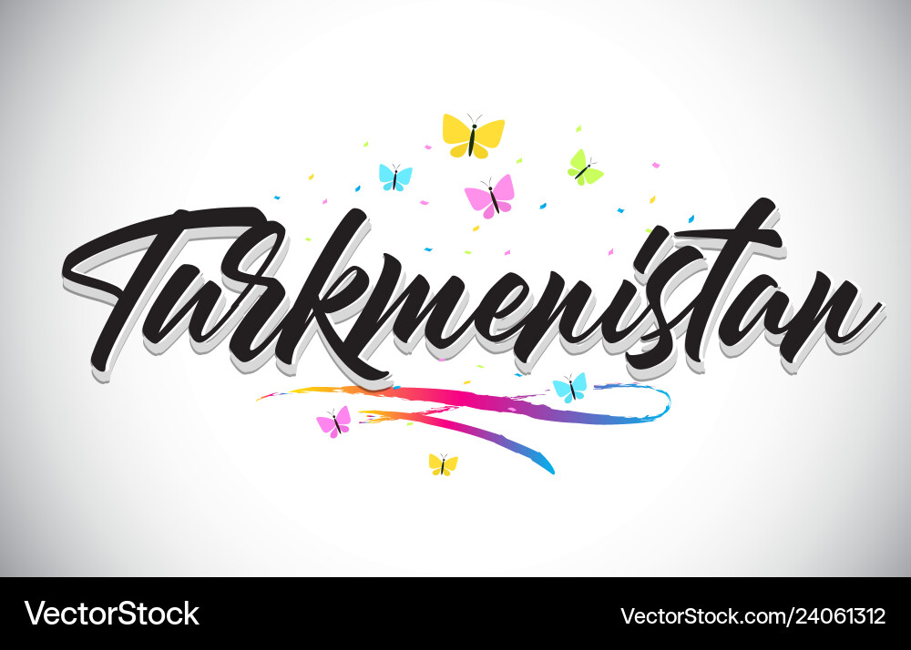 Turkmenistan handwritten word text Royalty Free Vector Image