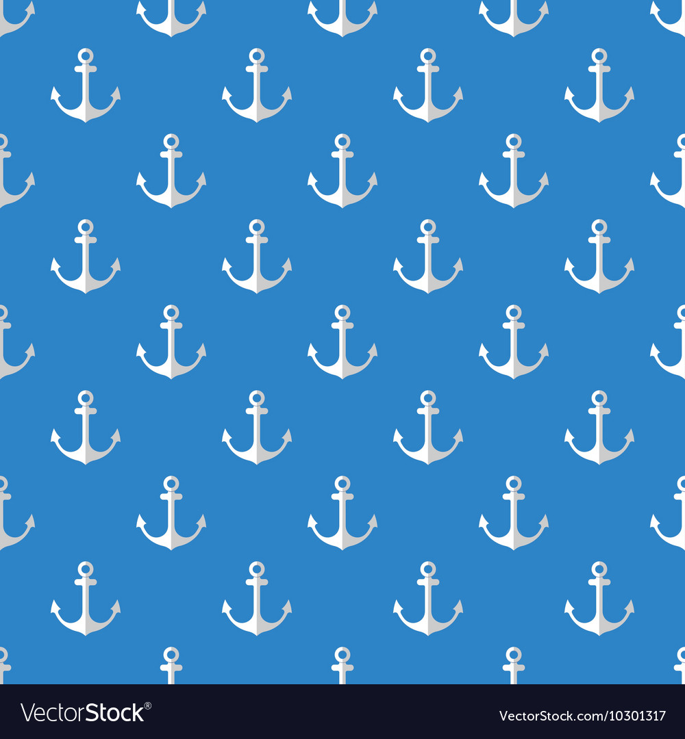 Anchor seamless pattern flat design Royalty Free Vector