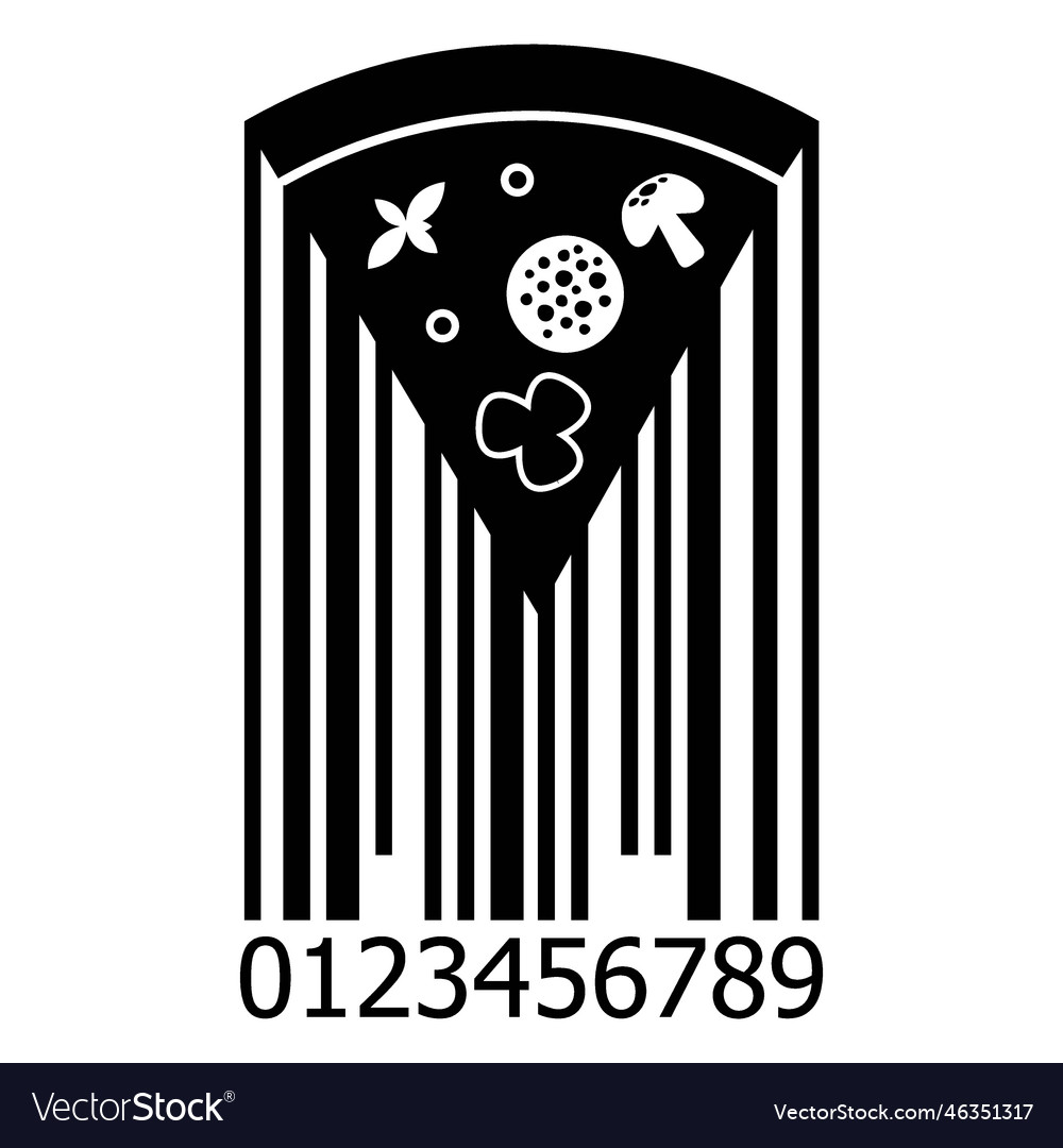 Barcode with pizza slice Royalty Free Vector Image