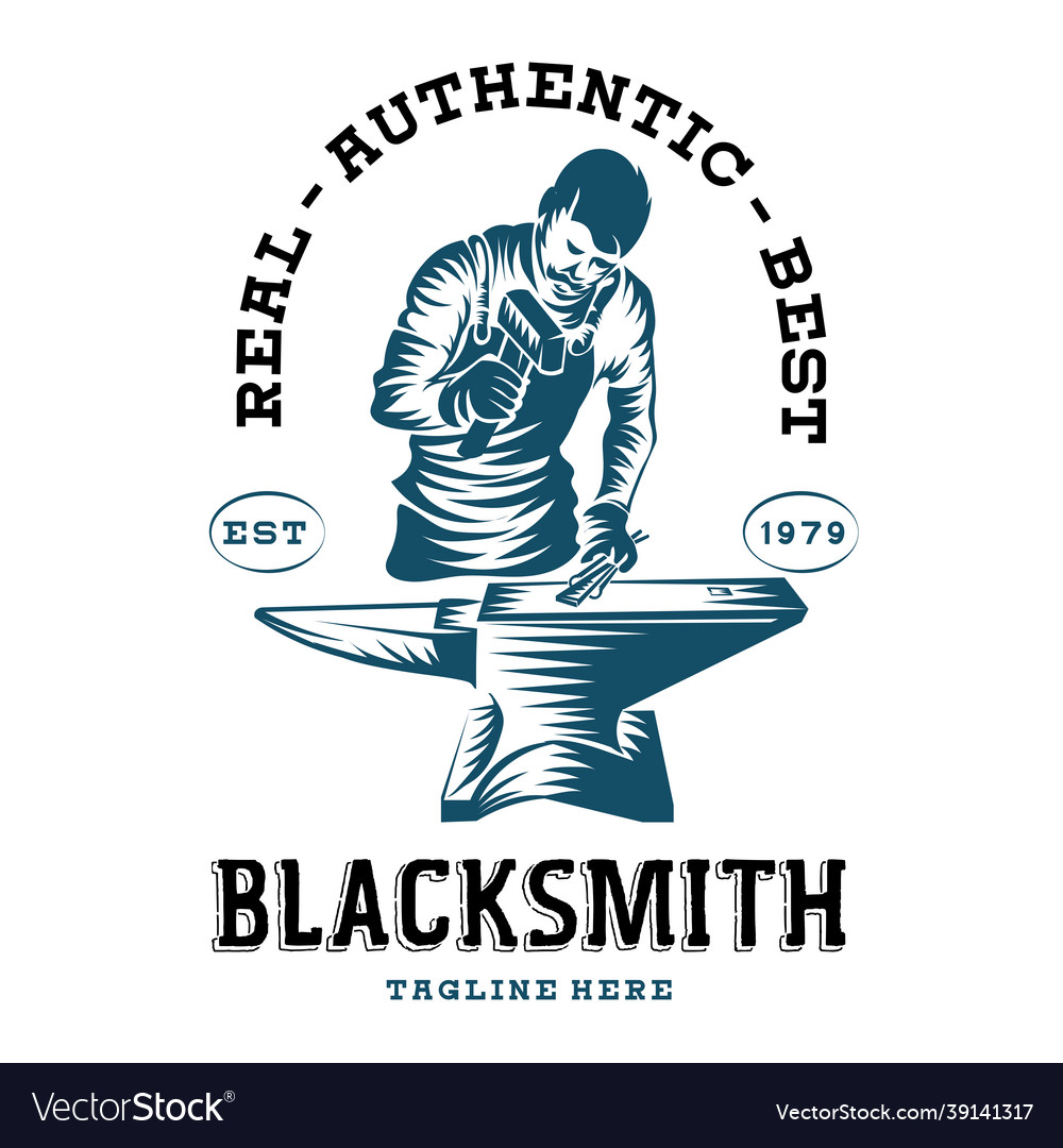 Blacksmith logo design Royalty Free Vector Image