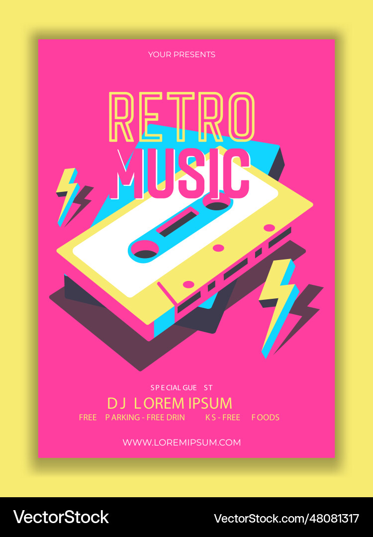 Cassette tape logo retro party Royalty Free Vector Image