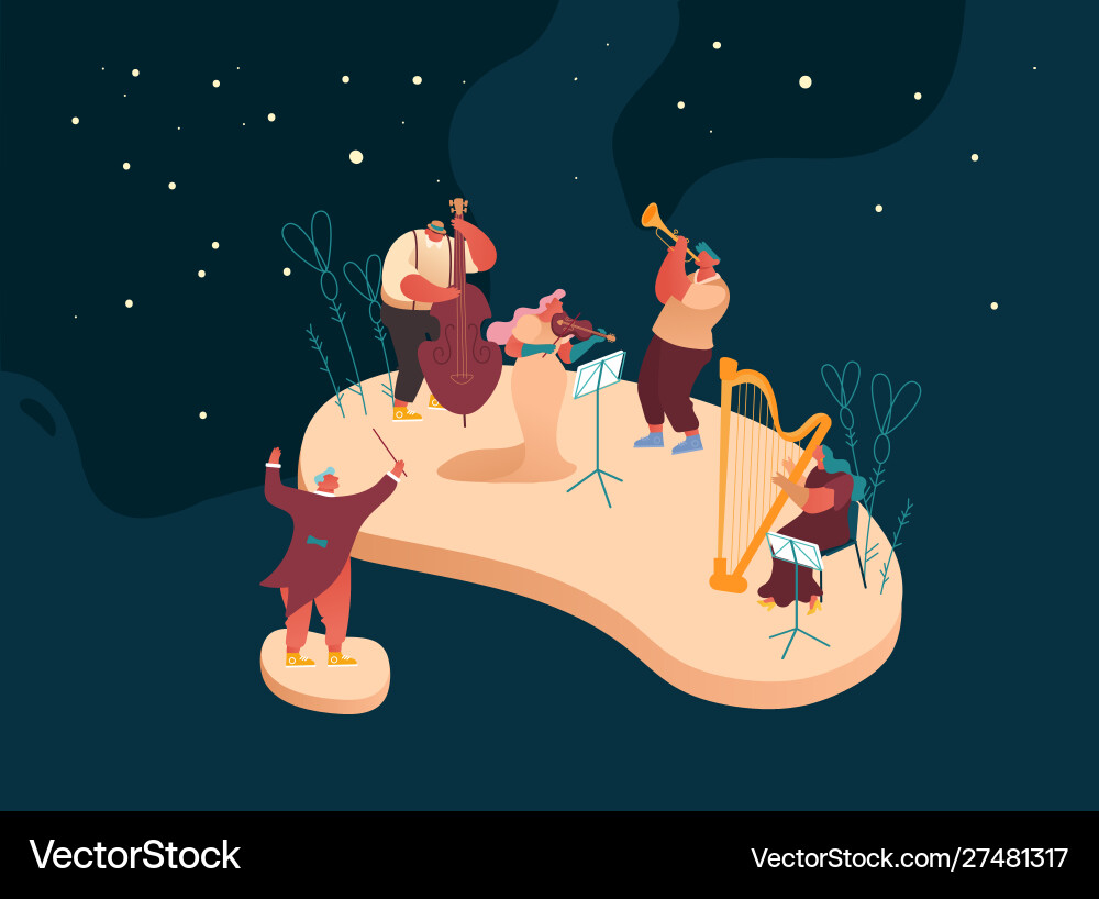 Classic instrumental symphony orchestra concert Vector Image