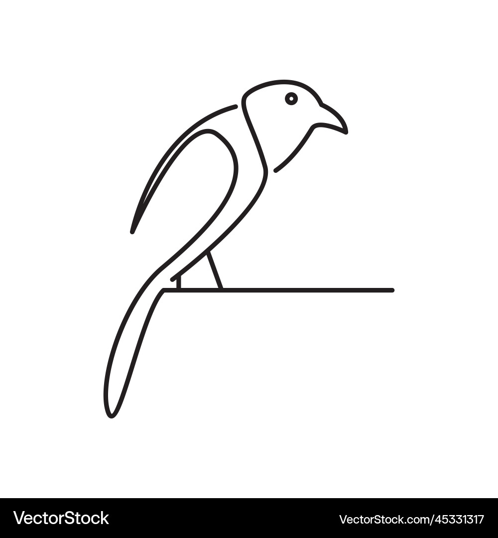 Little bird line art icon logo Royalty Free Vector Image