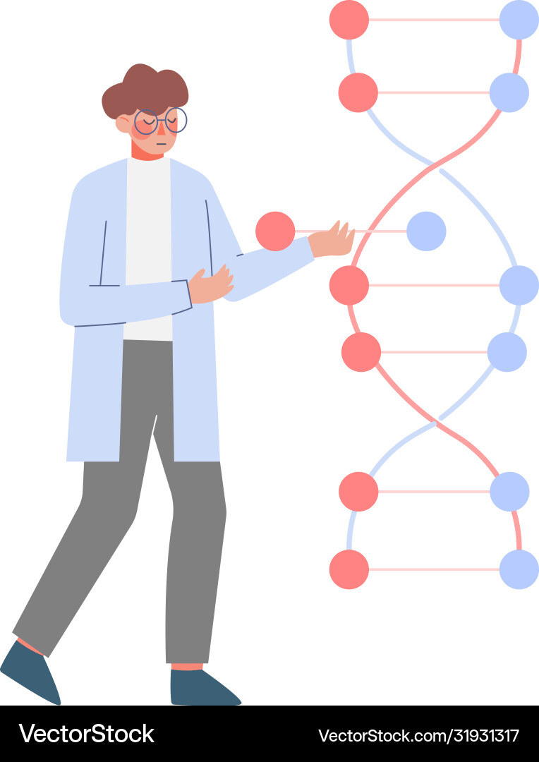 Male scientist in lab tiny people in white coat Vector Image