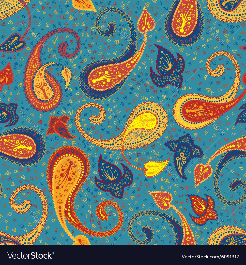 Multicolor seamless paisley pattern Royalty Free Vector