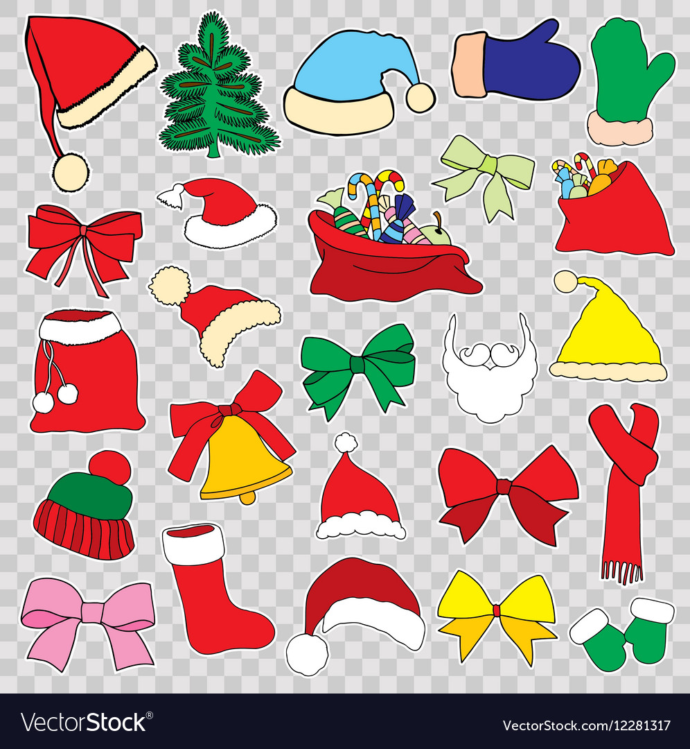 Set doodle christmas objects Royalty Free Vector Image